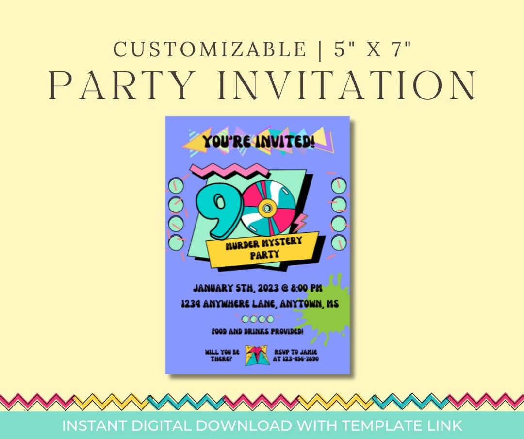 Customizable 90s Retro Party Invite - Etsy