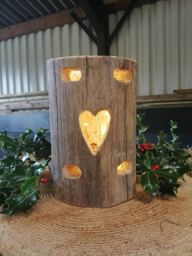 Rustic Warm LED Log Light Up-cycled Real Wood Wooden Log | Etsy