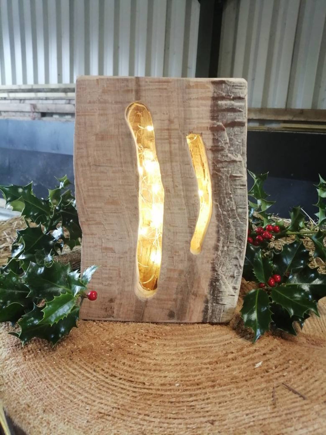 Rustic Warm LED Log Light Up-cycled Real Wood Wooden Log | Etsy