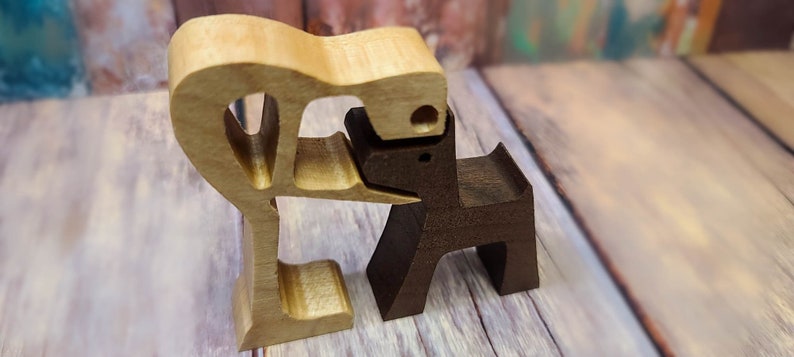 Human and Dog Wooden Statue - Etsy