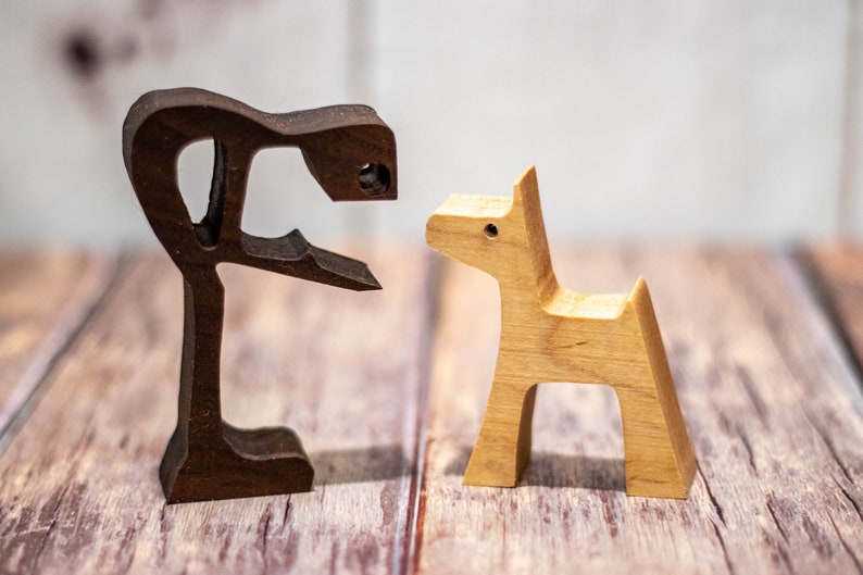 Human and Dog Wooden Statue - Etsy