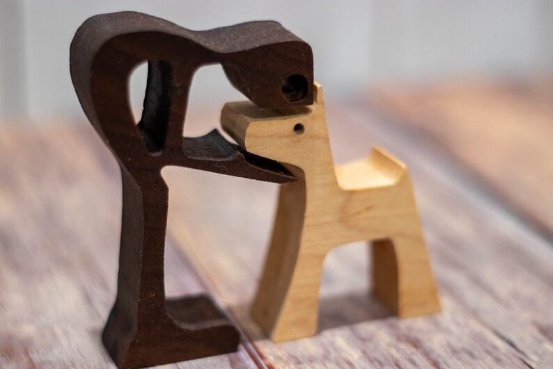Human and Dog Wooden Statue - Etsy