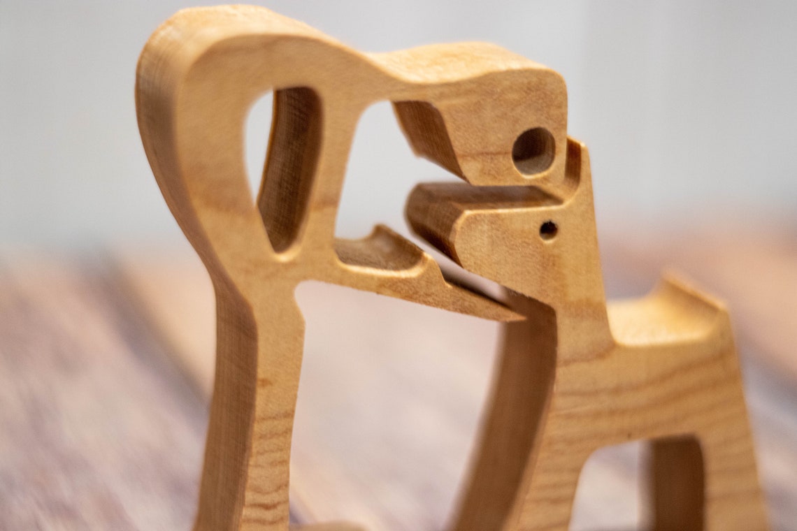 Human and Dog Wooden Statue | Etsy