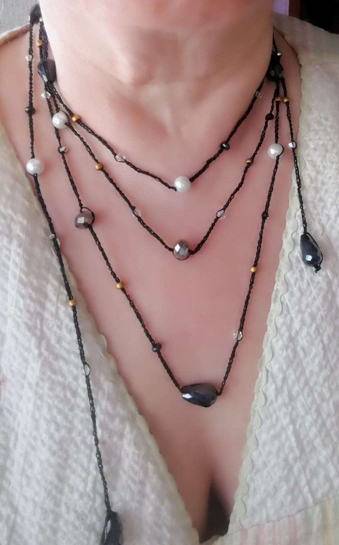 Bead Necklace ,crochet Strand Bracelet,crochet Strand Necklace,crochet ...