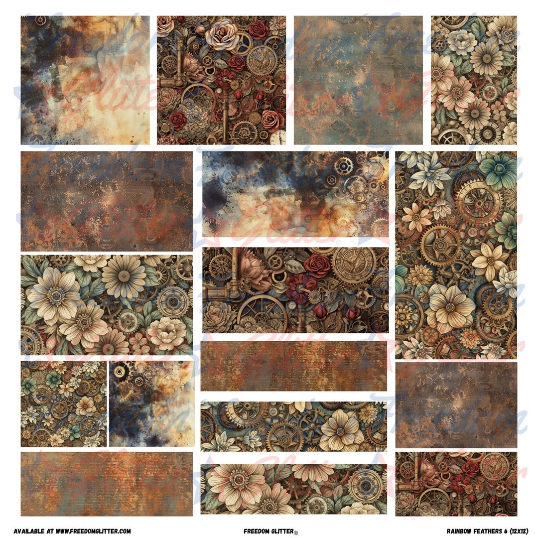 Steampunk Floral Patchwork Helper Element Sheet | Pre-cut Vinyl for ...