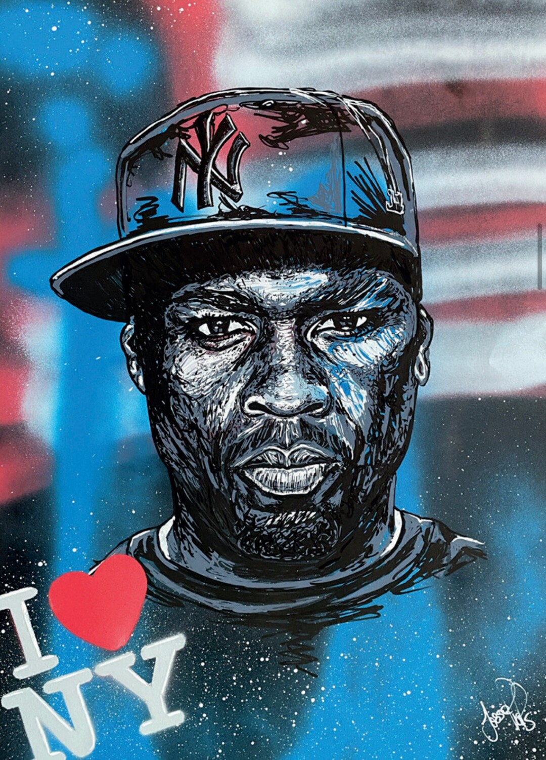 50 CENT I Love Nyc RED/BLUE A4 Print - Etsy