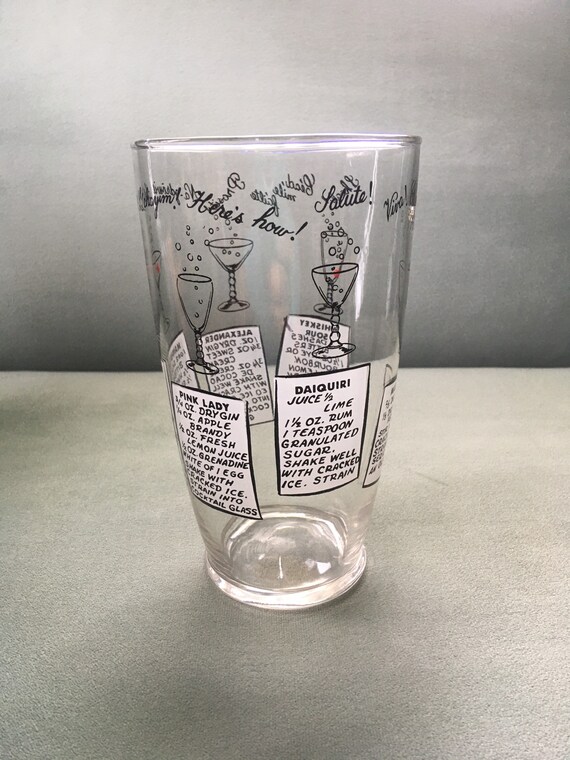 Vintage Toasts Line Drawing Cocktail Recipes Mixing Glass - Etsy India