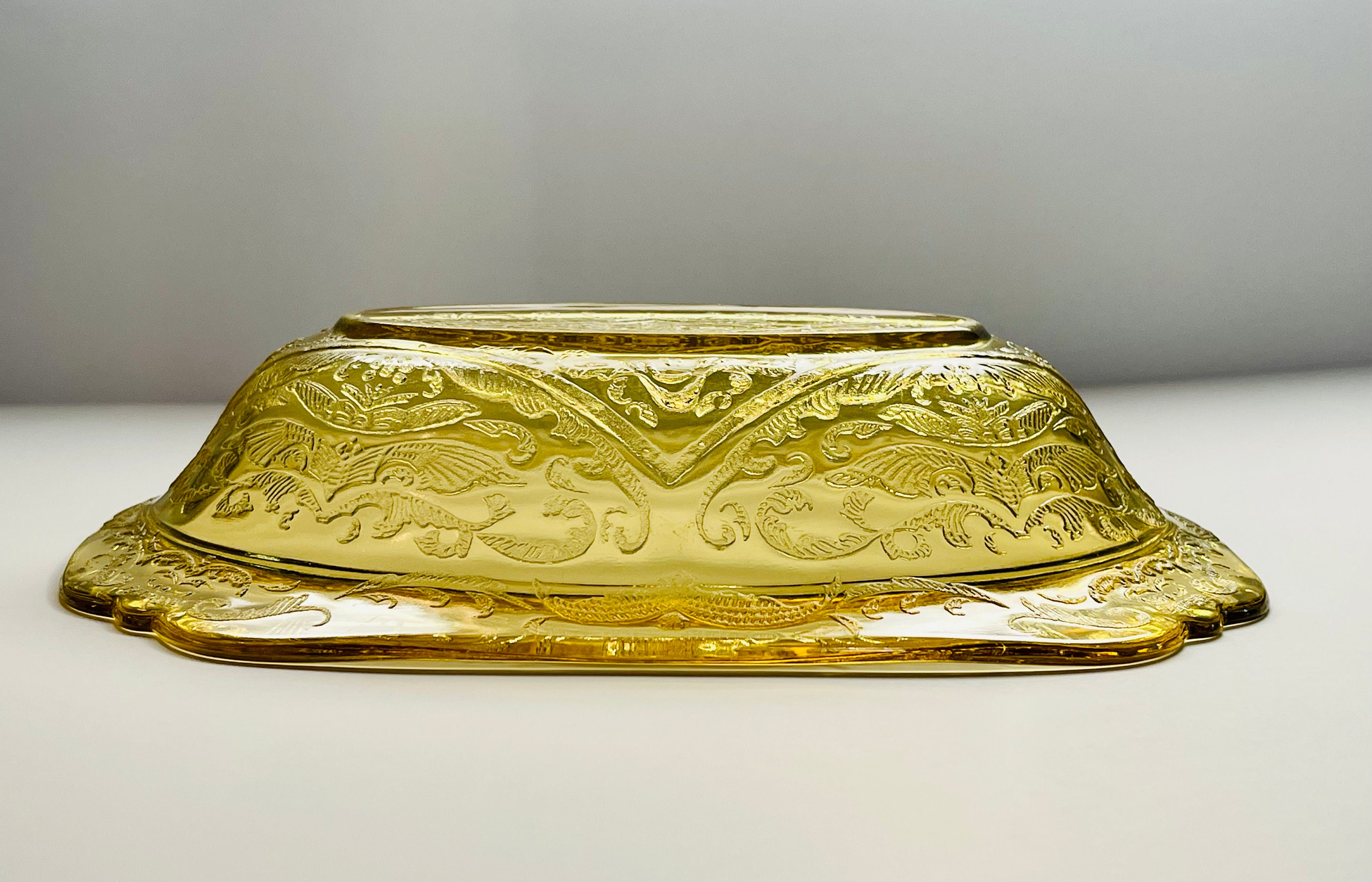 Vintage Madrid Amber Federal Glass Serving Bowl - Etsy