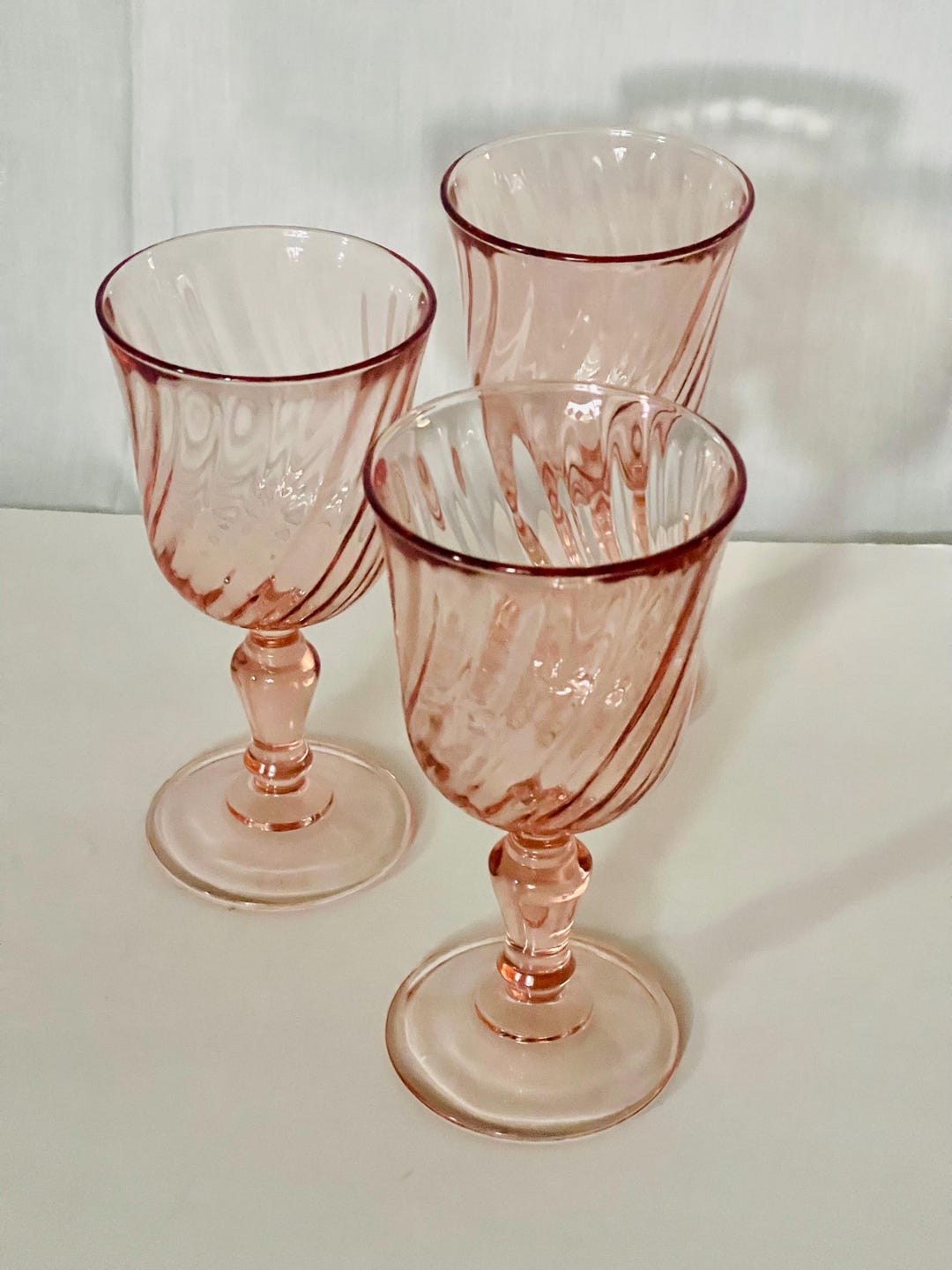 Luminarc “rosaline” Pink Water Goblets - Set of Three - Etsy