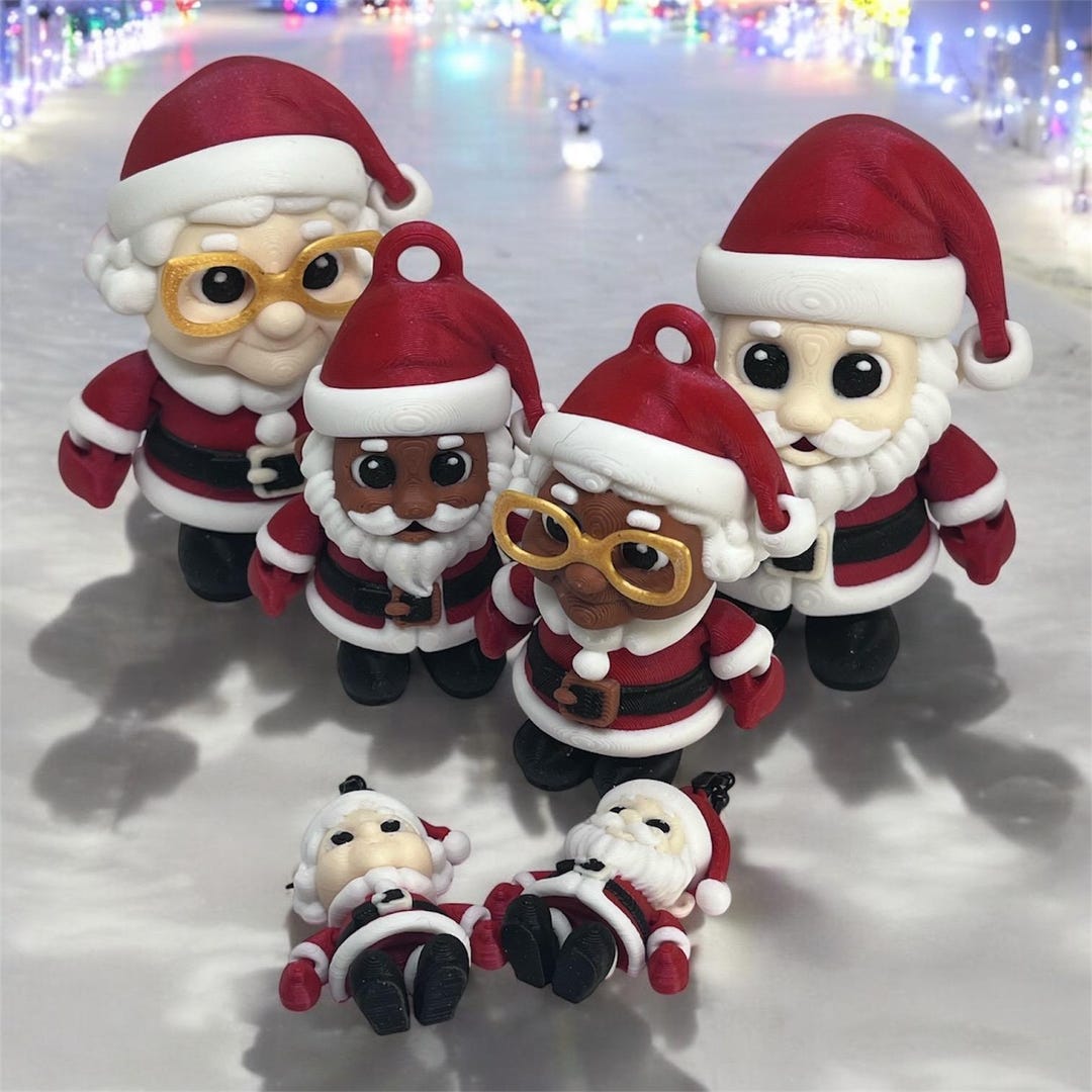 3d Printed Mr and Mrs Claus Earrings, Santa Ornament, 3d Printed ...