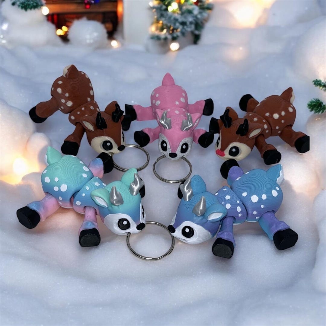 3d Printed Reindeer Keychain, Reindeer Articulated Flexi Mini - Etsy