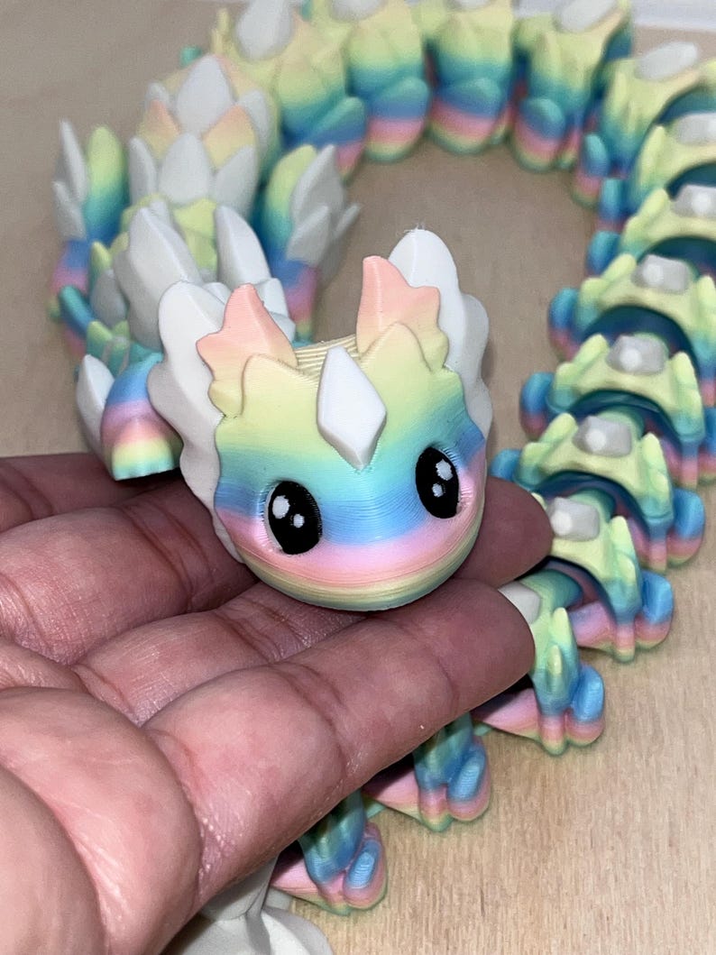 Rubikuro Rainbow Dragon, 3D Printed Flexi Toy With Egg - Etsy