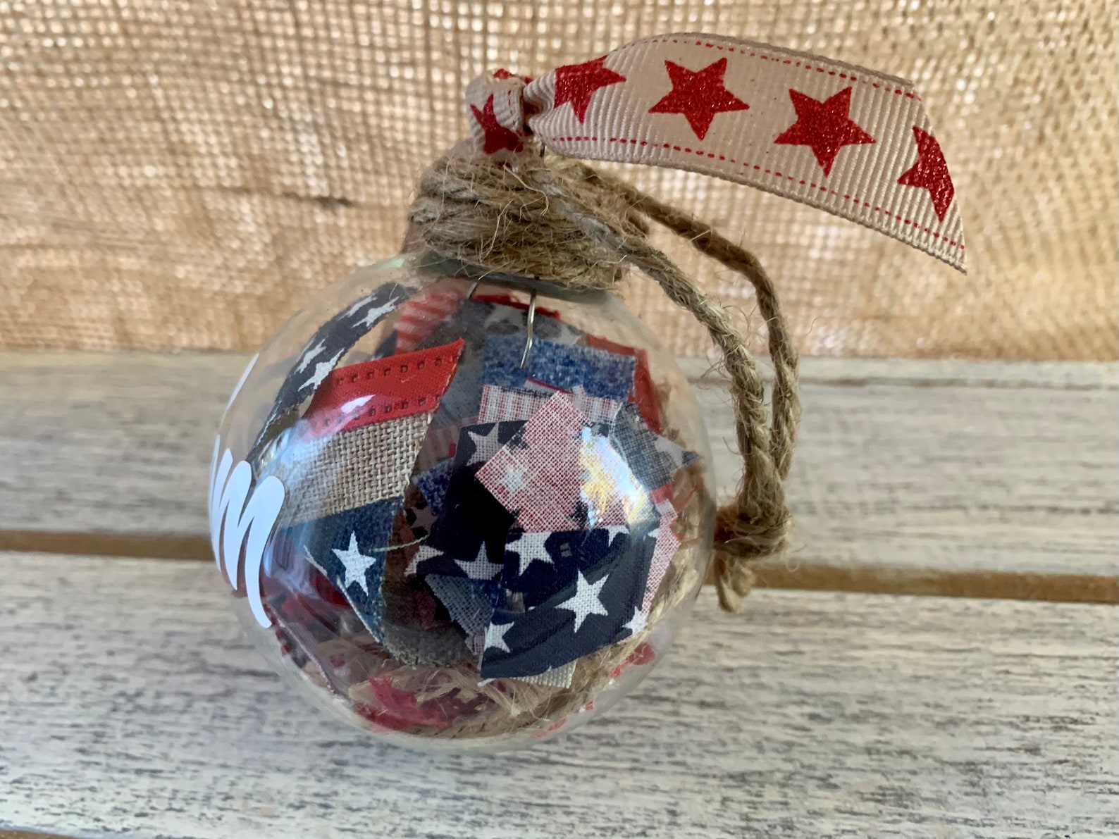 Freedom Glass Ball Ornament Patriotic Fabric Red White and - Etsy