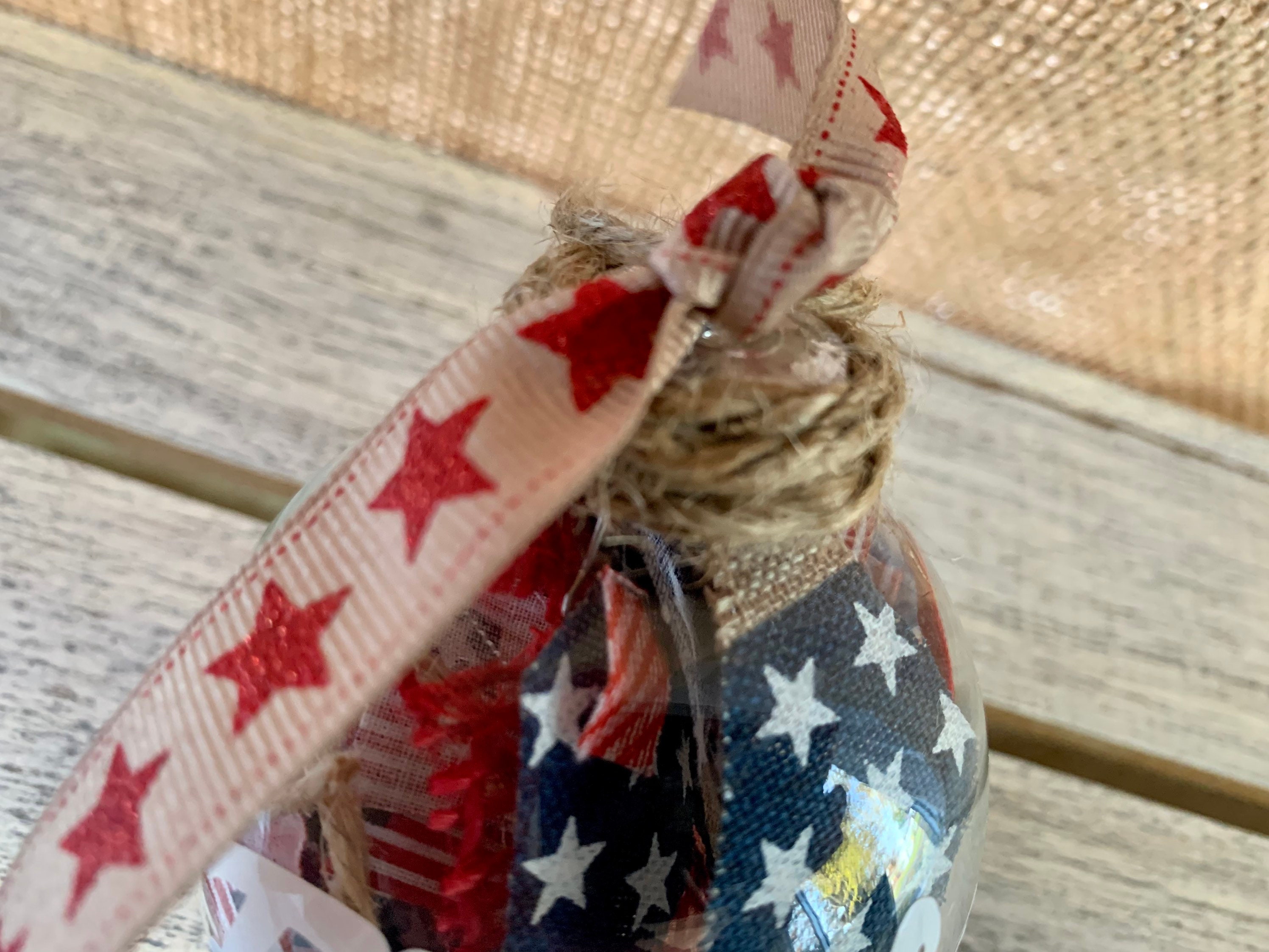 Freedom Glass Ball Ornament Patriotic Fabric Red White and - Etsy