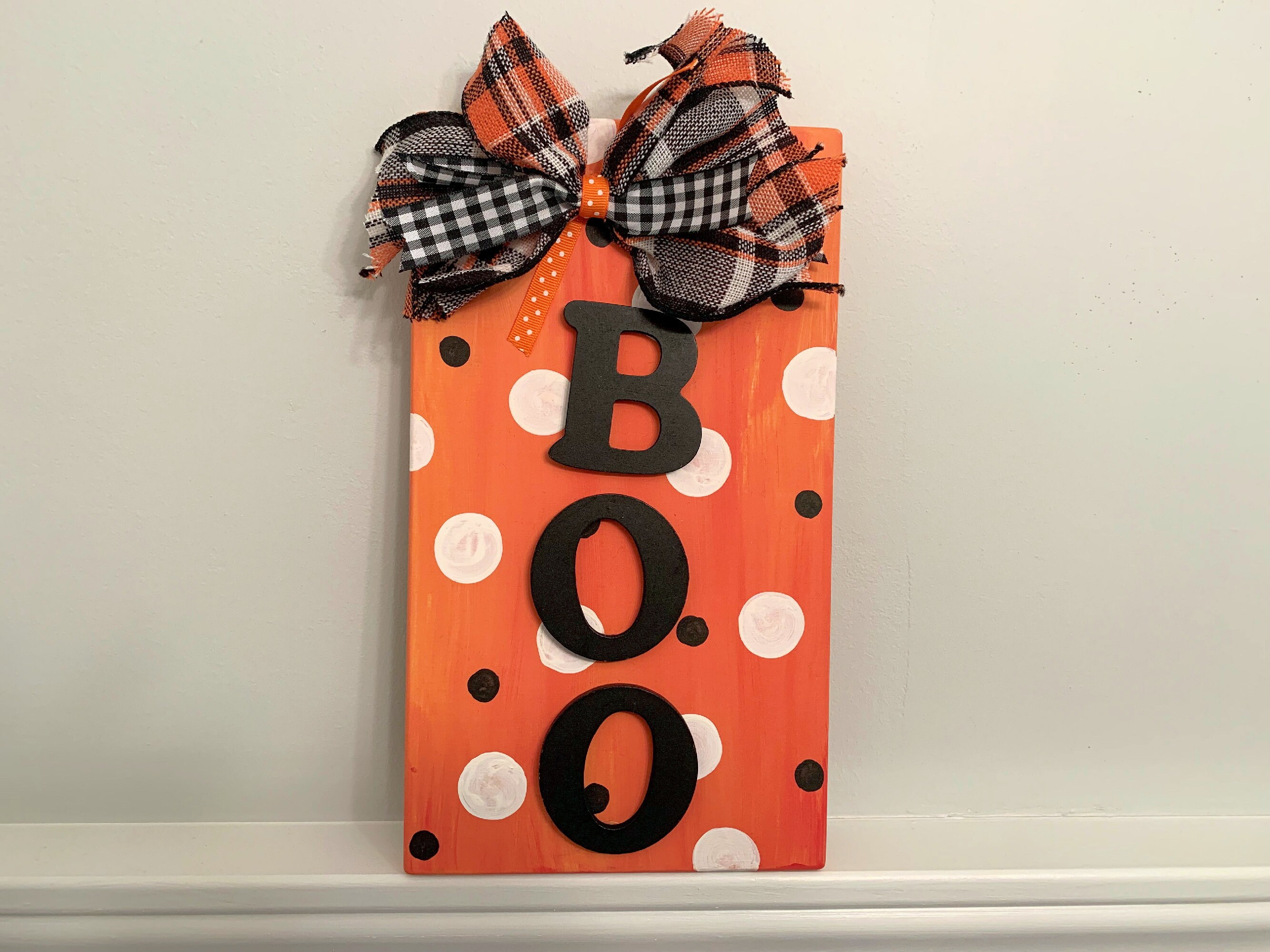Whimsical Halloween Boo Wood Sign With Polka Dots - Etsy