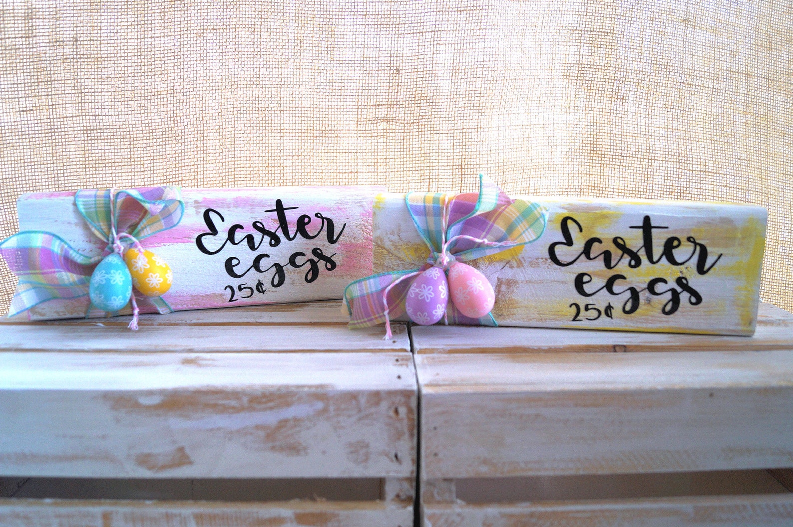 Easter Wood Block Shelf Sitter, Easter Eggs 25 Cents, Bunny Trail ...