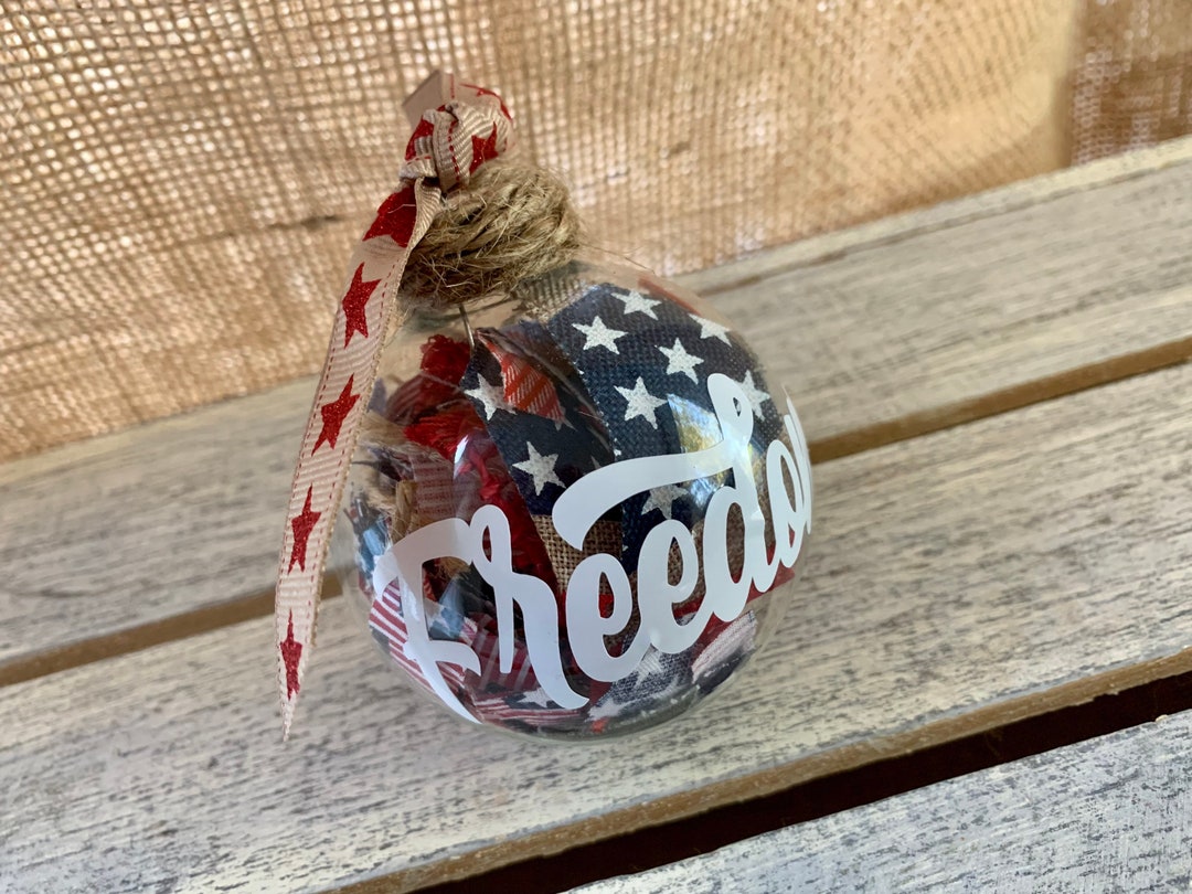 Freedom Glass Ball Ornament, Patriotic Fabric, Red White and Blue - Etsy