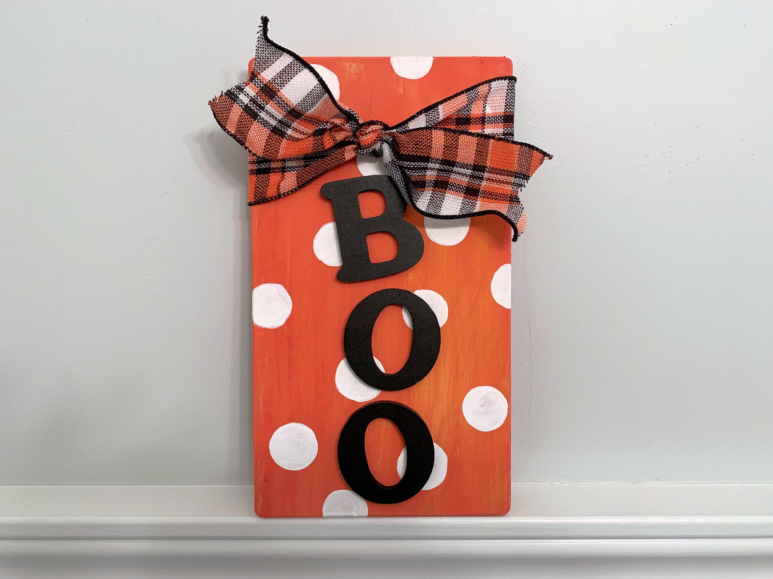 Whimsical Halloween Boo Wood Sign With Polka Dots - Etsy