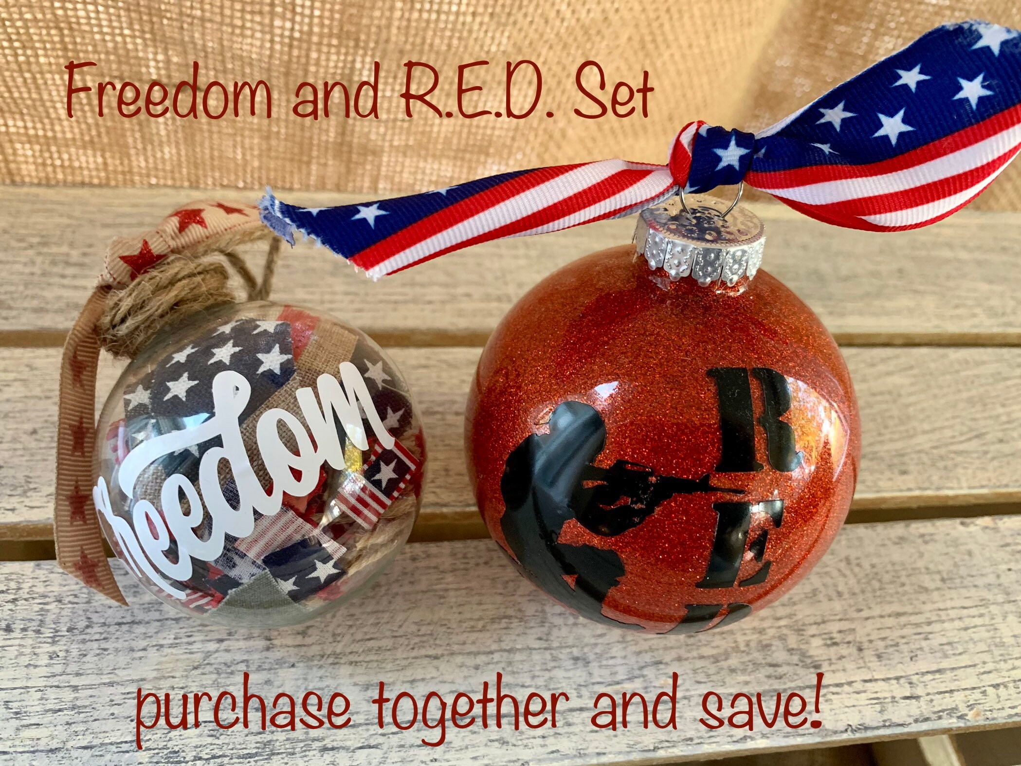 Freedom Glass Ball Ornament Patriotic Fabric Red White and - Etsy