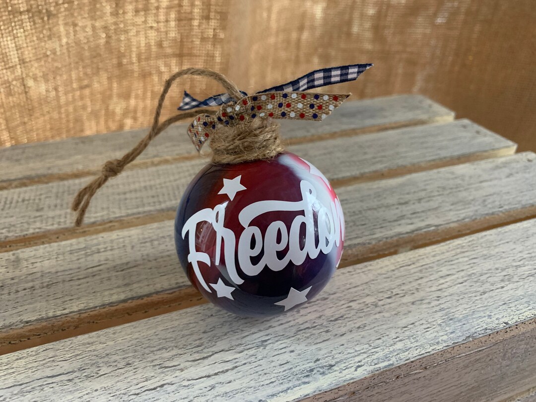 Freedom Glass Ball Ornament, Inside Painted Red White and Blue, With ...