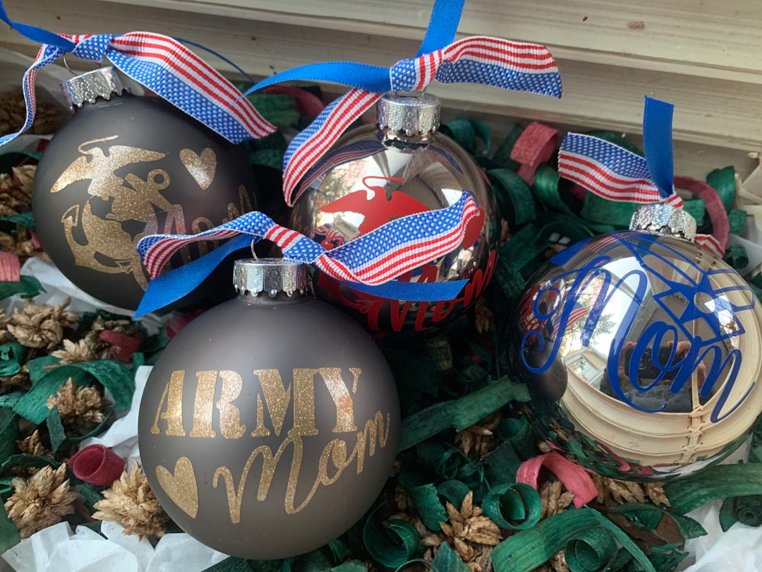 Military Mom Glass Ball Ornaments, Army Mom, Airforce Mom, Marine Mom ...
