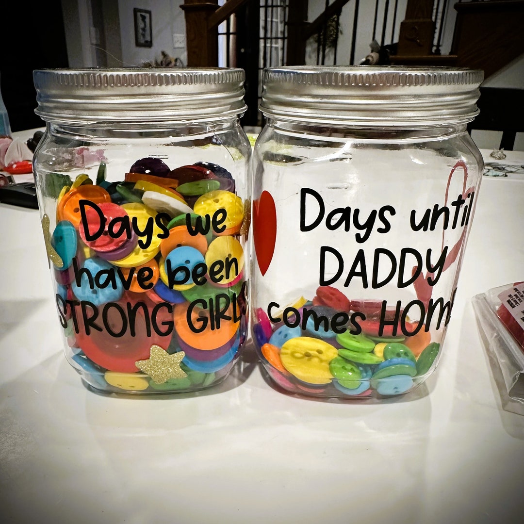 Deployment Countdown Button Jar: Customizable Military Family Gift; Pair With the Button Jar ...