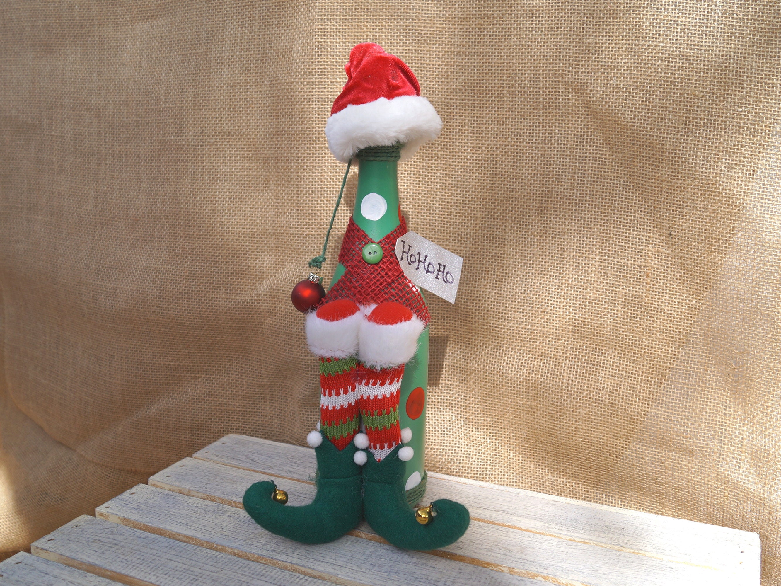 Whimsical Christmas Elf Wine Bottle Decoration - Etsy