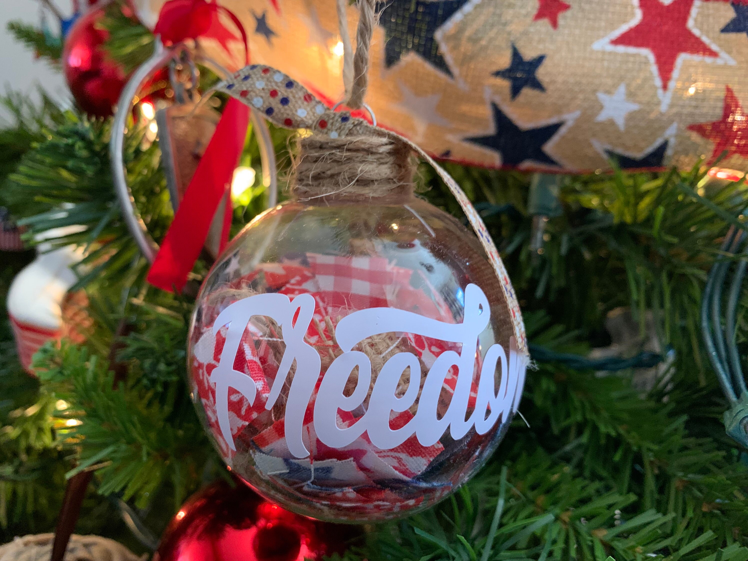 Freedom Glass Ball Ornament, Patriotic Fabric, Red White and Blue - Etsy