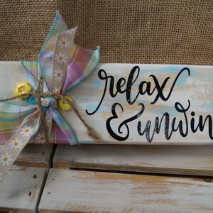 Summer Wood Block Shelf Sitter Sign, Relax and Unwind, Sun Seeker ...