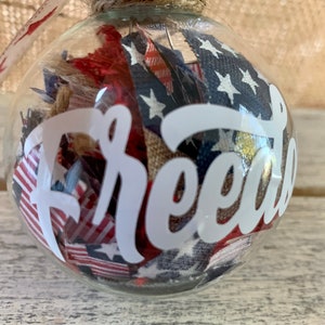 Freedom Glass Ball Ornament, Patriotic Fabric, Red White and Blue - Etsy