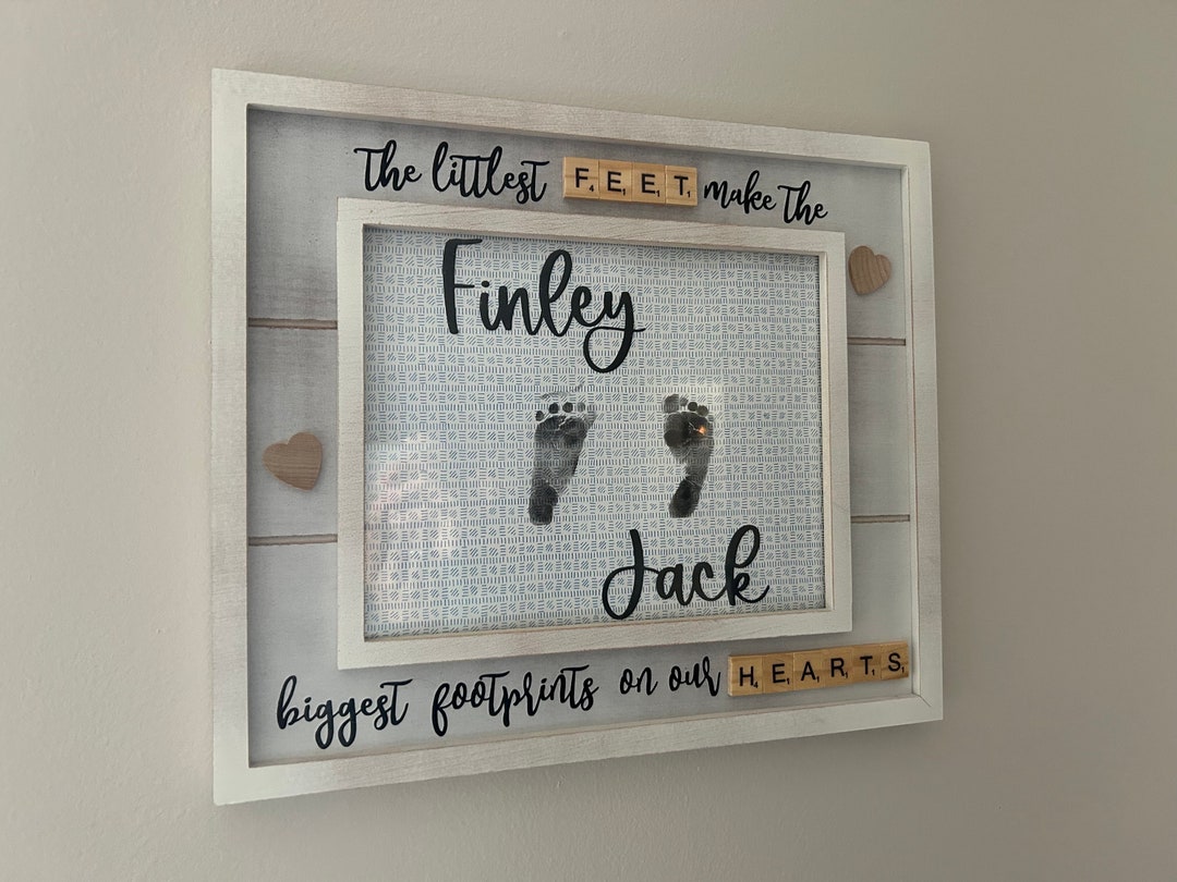 Personalized Baby Footprints Frame, Littlest Feet Leave Biggest ...