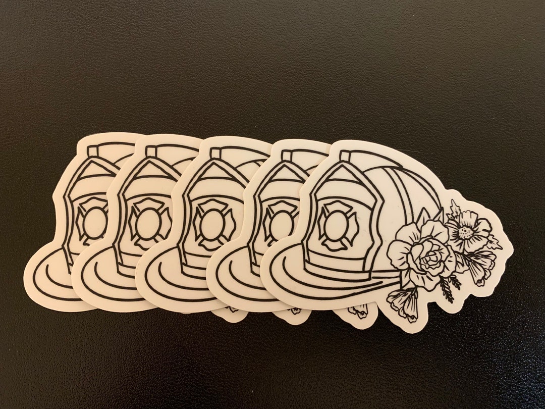 Firefighter Helmet Sticker Die-cut Vinyl Sticker Weather Resistant ...