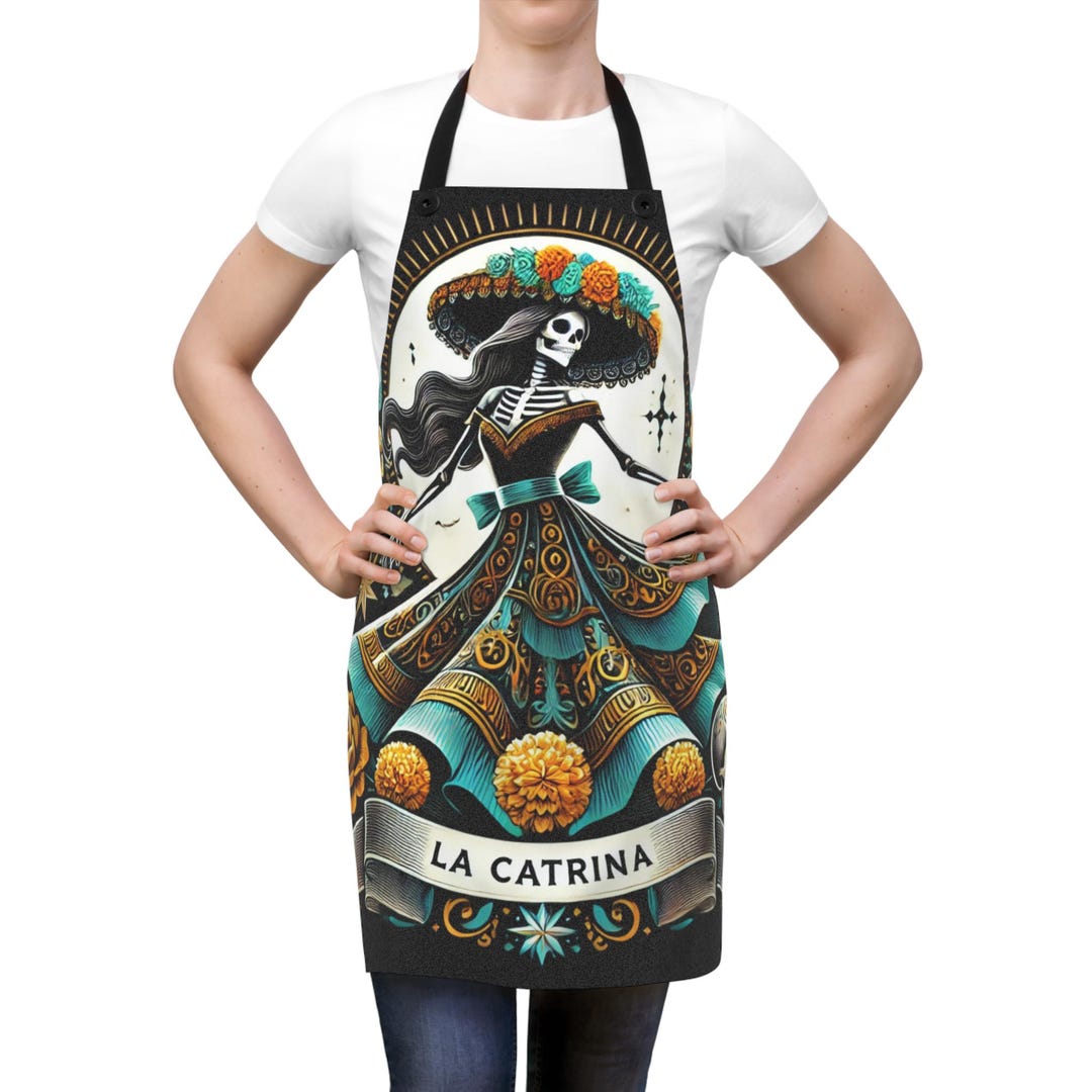 Dia De Los Muertos Catrina Luna Apron Folklore Kitchen Cooking ...