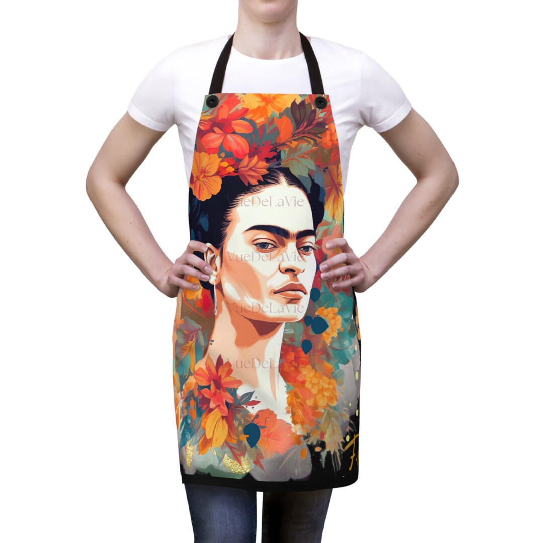 Frida Gift Floral Black Unique Unisex Aprons OOAK Frieda Design 1 ...