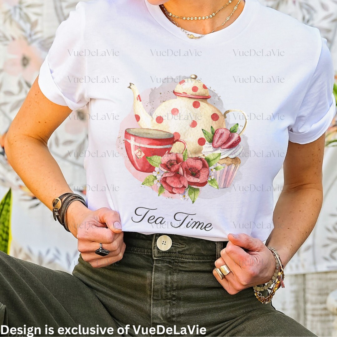 Tea Time T-shirts Tea Pot With Strawberry Cupcake Shirt Vuedelavie ...
