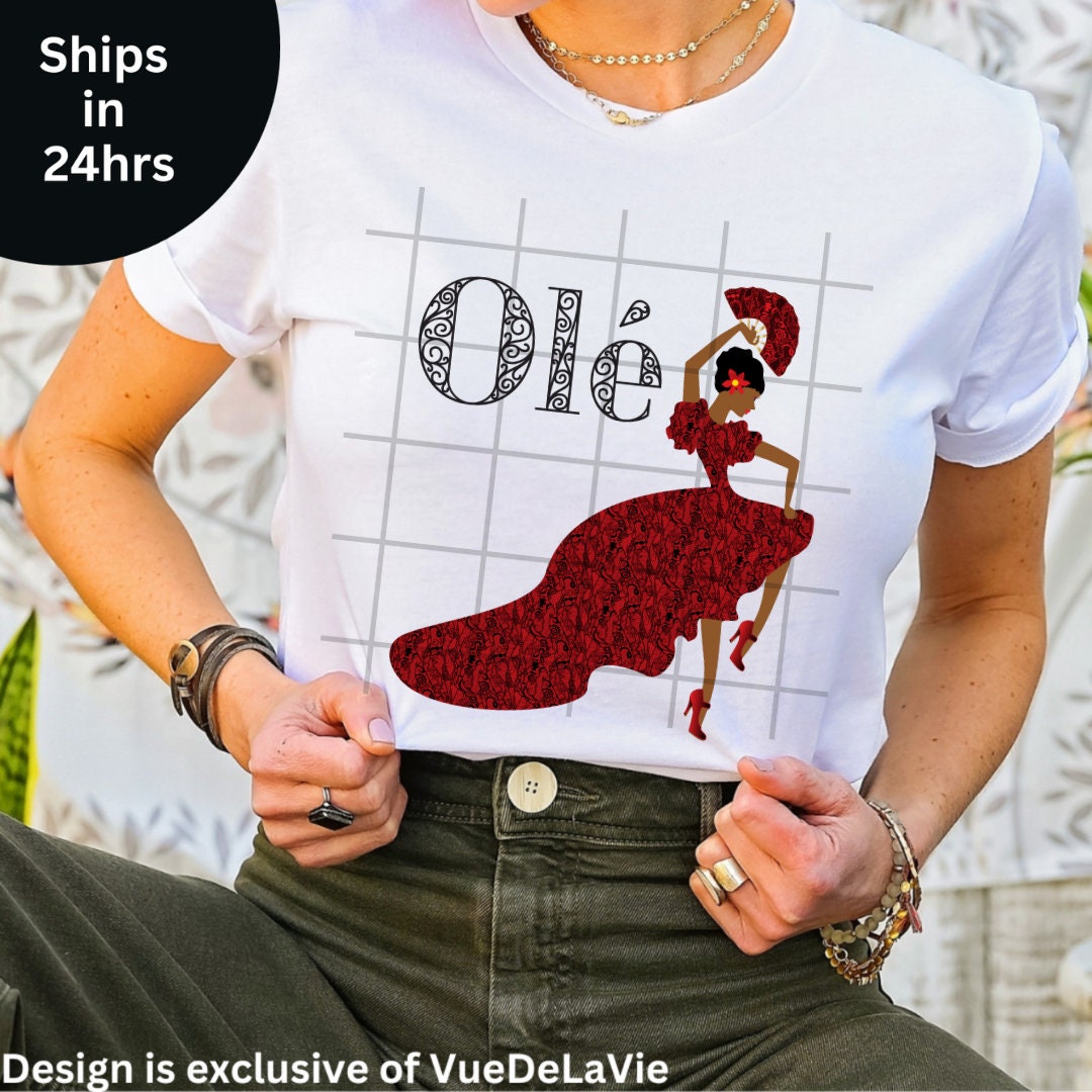 Ole Shirt Spanish Flamenco Women Dancing Top Spaniard Dancer T-shirt ...