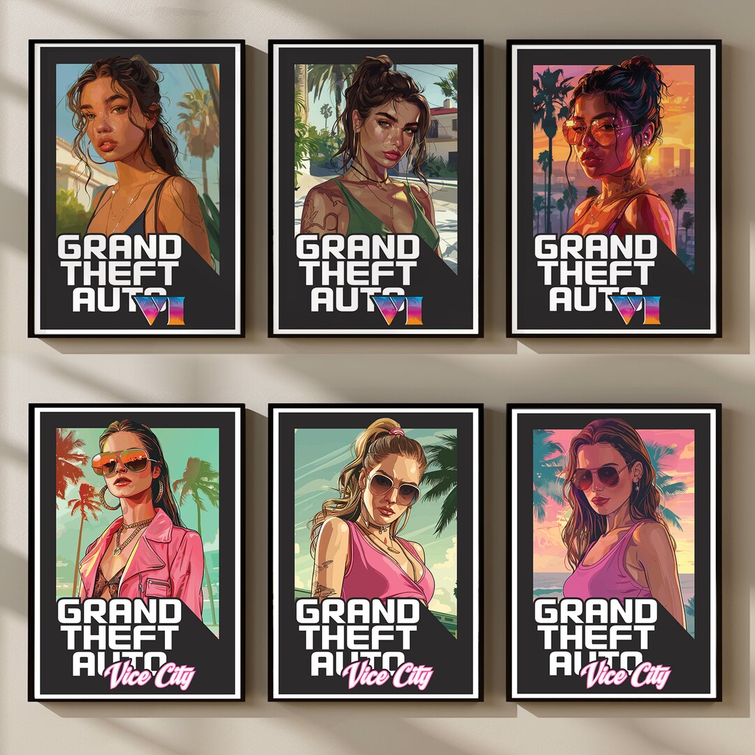 Grand Theft Auto Posters GTA 6 Vice City Girls Unframed Print A4 A3 A2