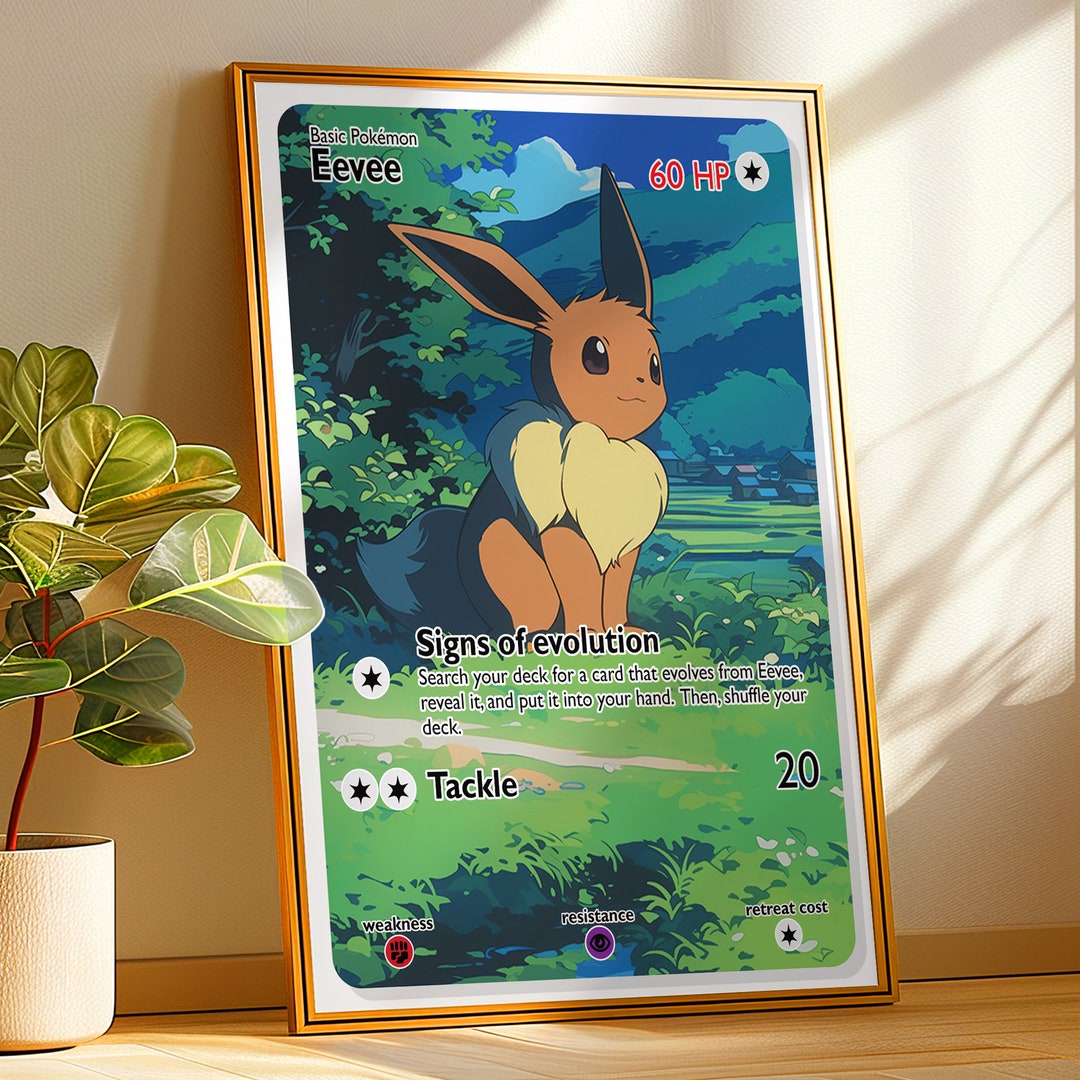 Eevee Pokemon Card Poster Full Art Home Decor Unframed Video Game ...