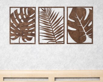 Tropical Wall Art Set of 3, Tropical Leaves Wall Art, Monstera Wall Art ...
