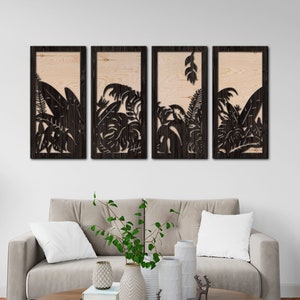 Tropical Wood Wall Decor, Tropical Wood Art, Tropical Leaves Wall Art ...