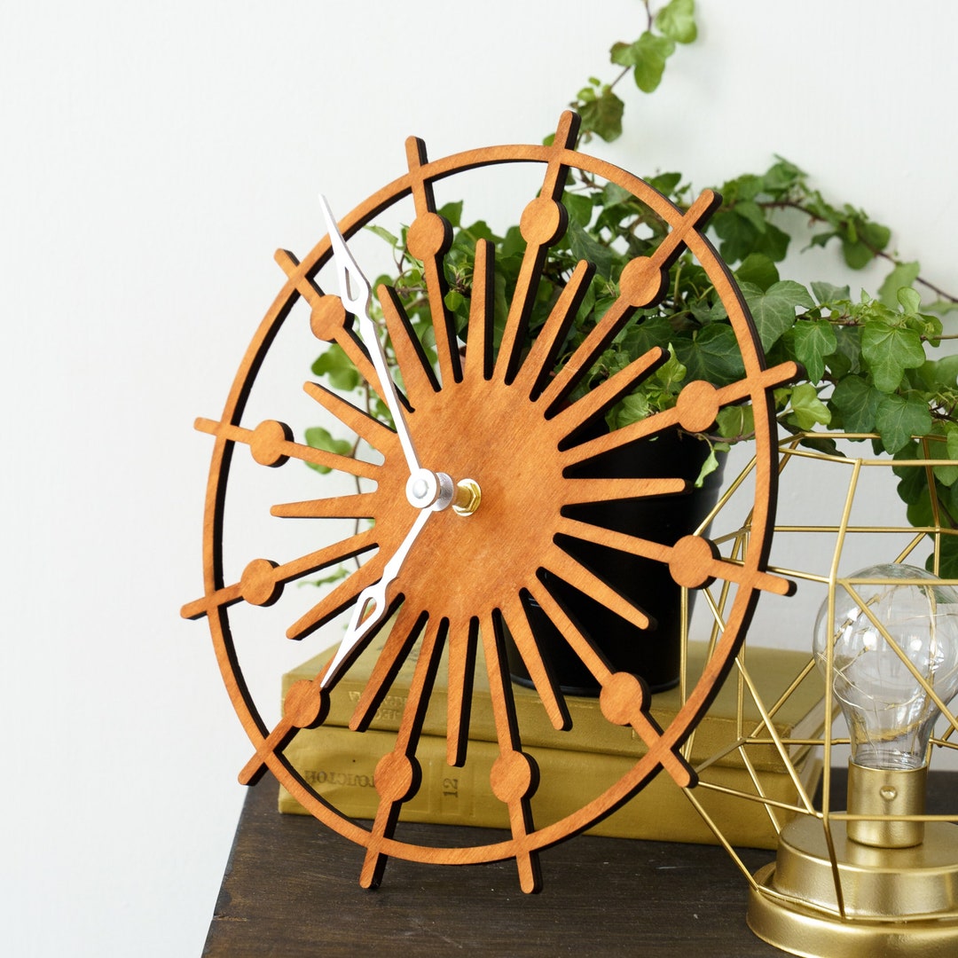 Sunburst Wall Clock, Mid Century Modern Wall Clock, Sun Wall Clock ...