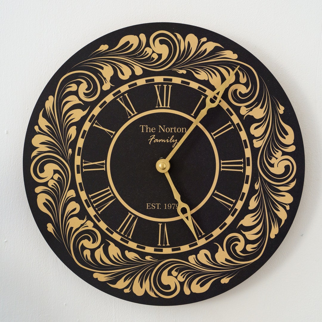 Monogram Wall Clock, Braun Wall Clock, Established Wall Clock, Roman ...