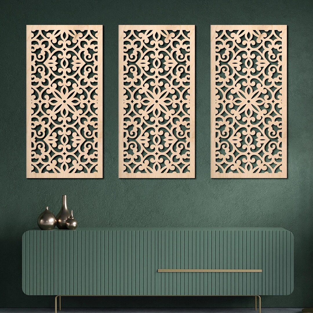 Moroccan Panel, Arabic Wall Art, 3 Panel Wall Decor, Wooden Lattice ...