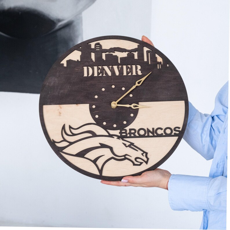 Denver Broncos Clock, Denver Artwork, Man Cave Wall Clock, Denver Wall ...