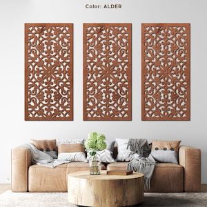 Moroccan Panel, Arabic Wall Art, 3 Panel Wall Decor, Wooden Lattice ...