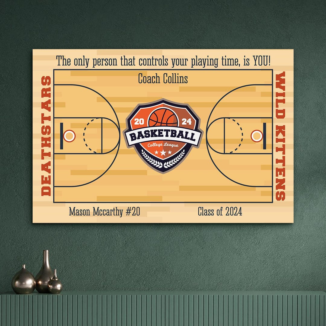 Personalized Basketball Court Sign Wooden, Basketball Court Wall Art ...