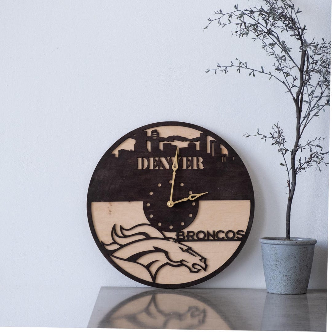 Denver Broncos Clock, Denver Artwork, Man Cave Wall Clock, Denver Wall ...