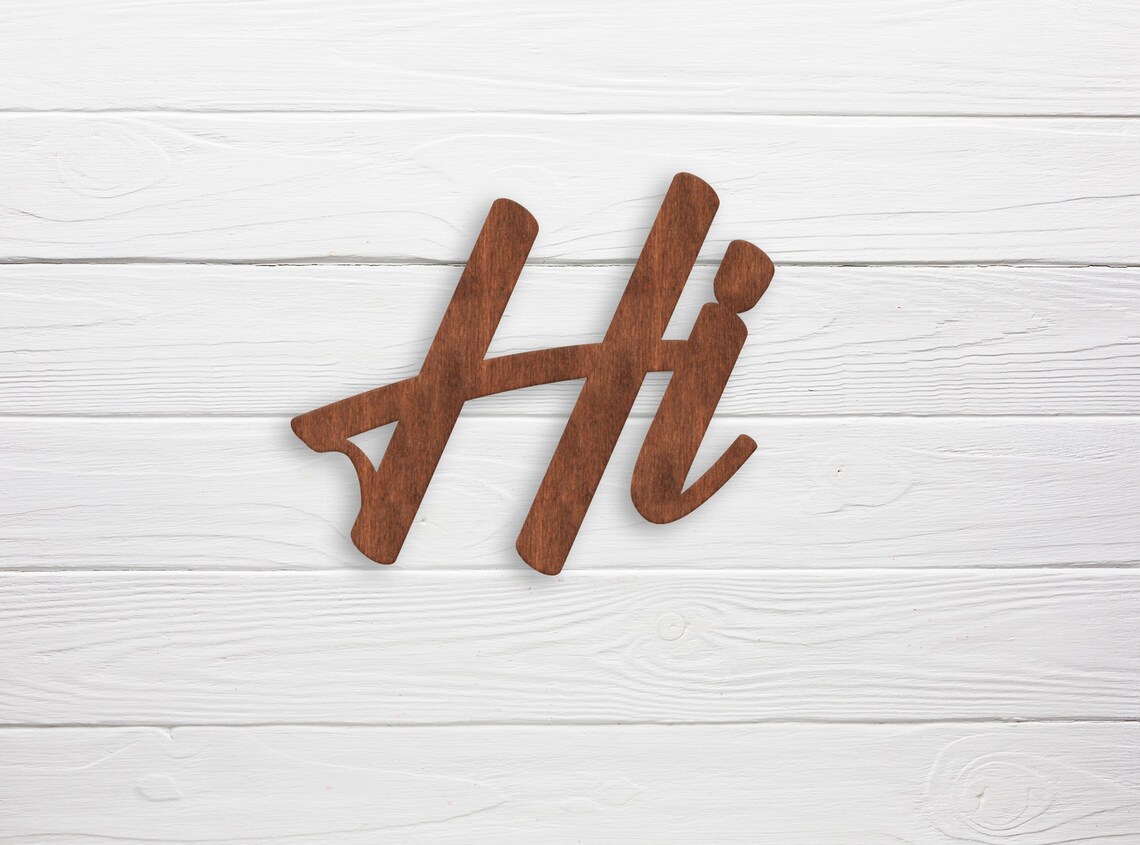 Hi Sign for Front Door Hi Wood Cutout Wood Sign Cut Out Hi | Etsy