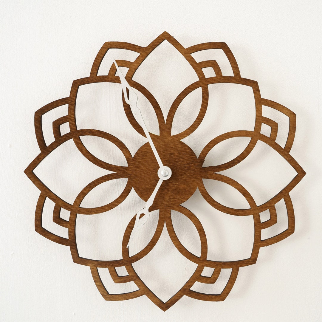 Lotus Wall Clock, Flower Wall Clock, Yoga Clock, Mandala Wall Clock ...