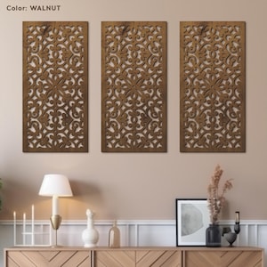 Moroccan Panel, Arabic Wall Art, 3 Panel Wall Decor, Wooden Lattice ...